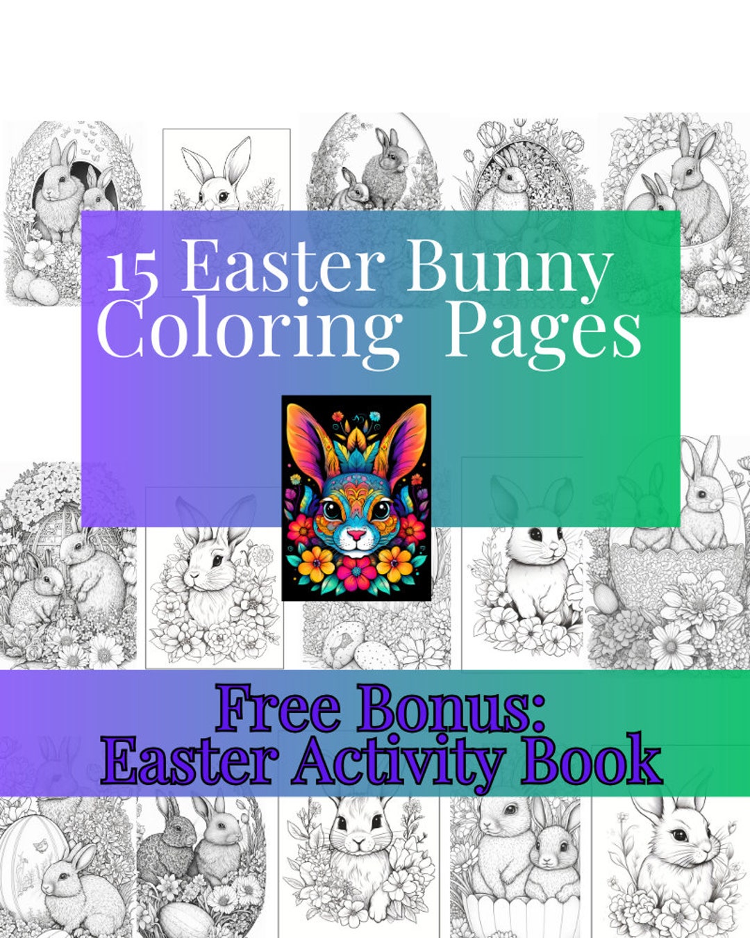 Easter Bunny Coloring Pages, Realistic Rabbit Coloring Page, Kids ...