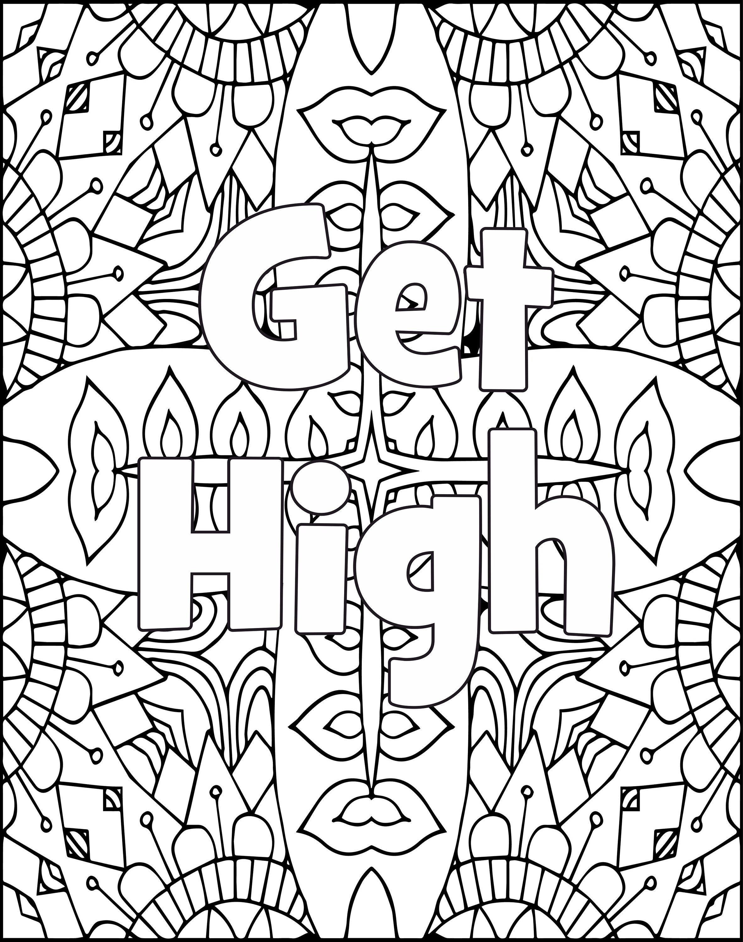 Trippy Coloring Pages, Stoner Coloring Book, Coloring Book Print, Weed ...