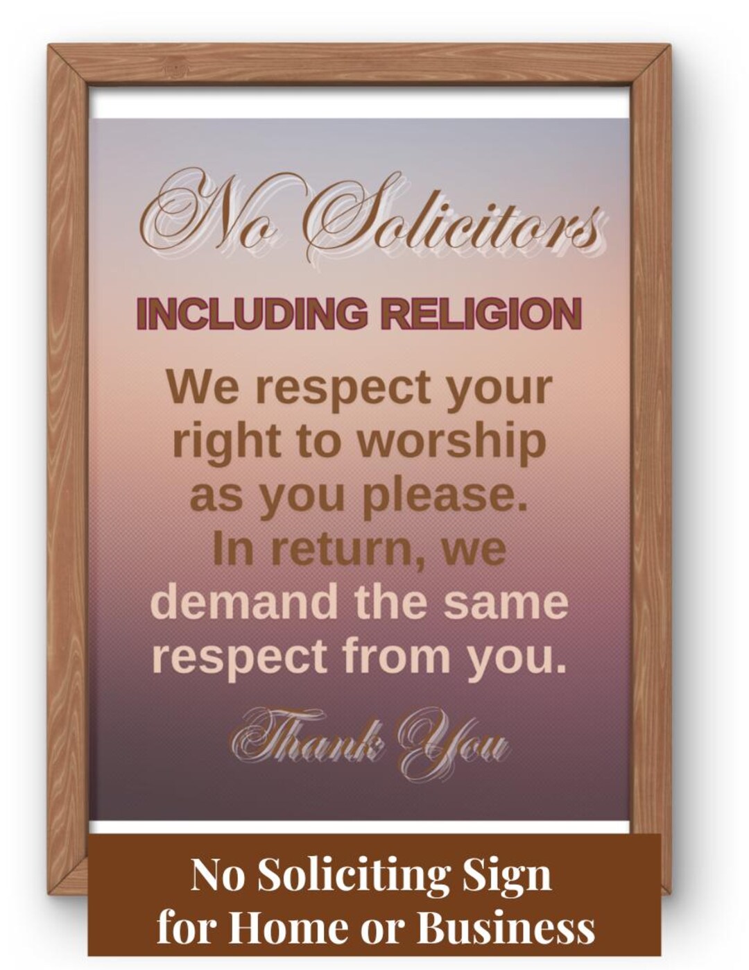 No Soliciting Printable Sign Respectful Religion Notice Brown Tone 8.5 ...