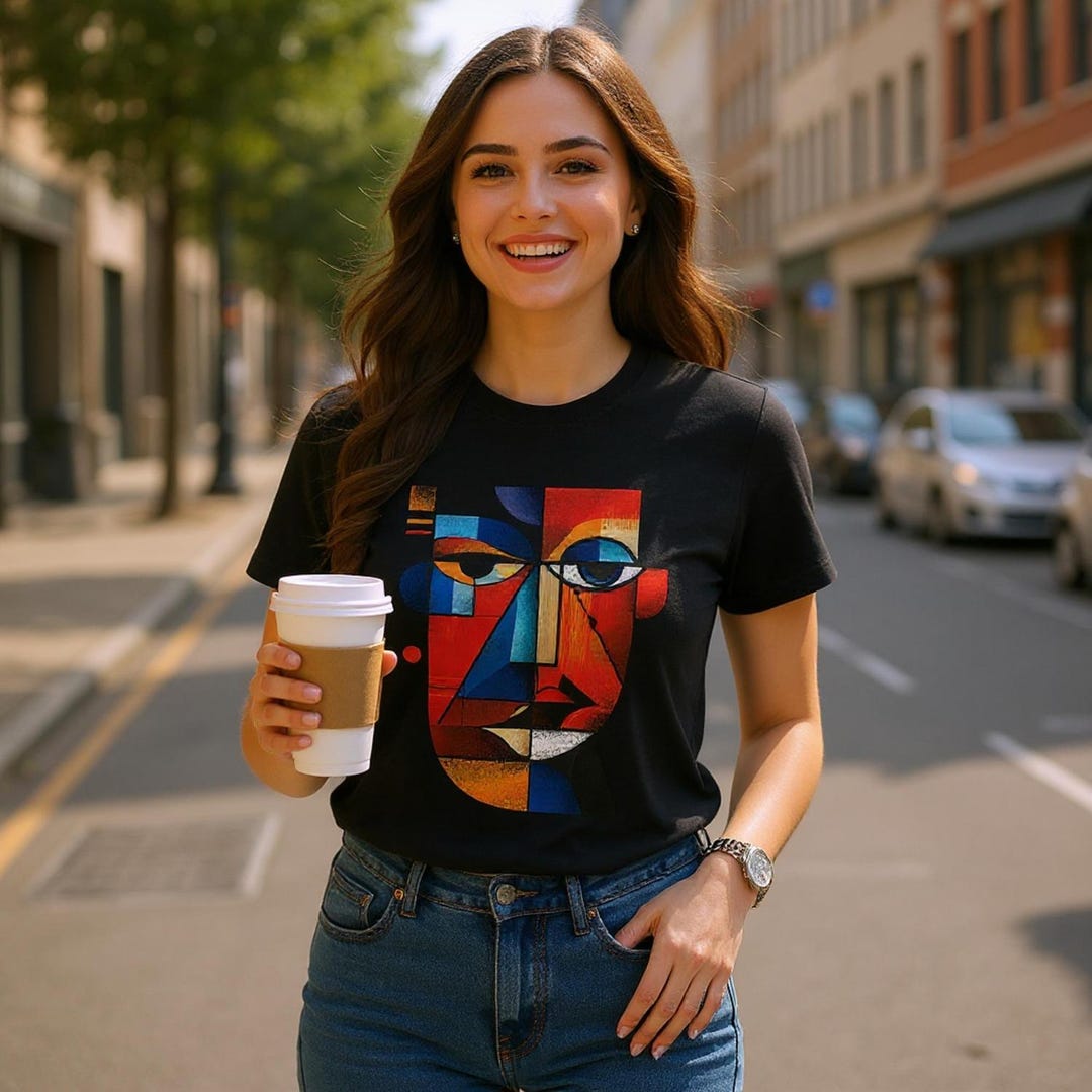 Picasso Geometric Face T-shirt: Abstract Cubist Art, Unisex Gildan Tee ...