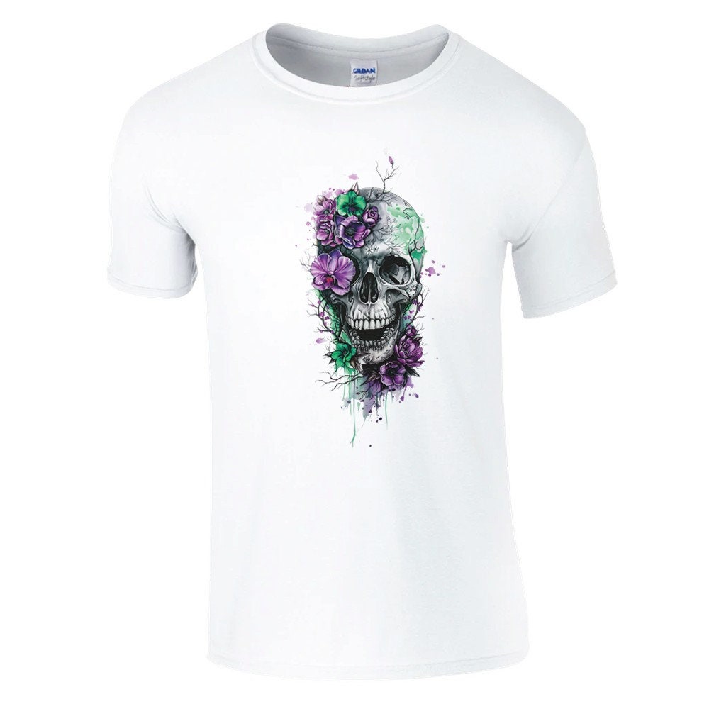 Gothic Skull T-shirt: Floral Goth Style Graphic Tee - Etsy