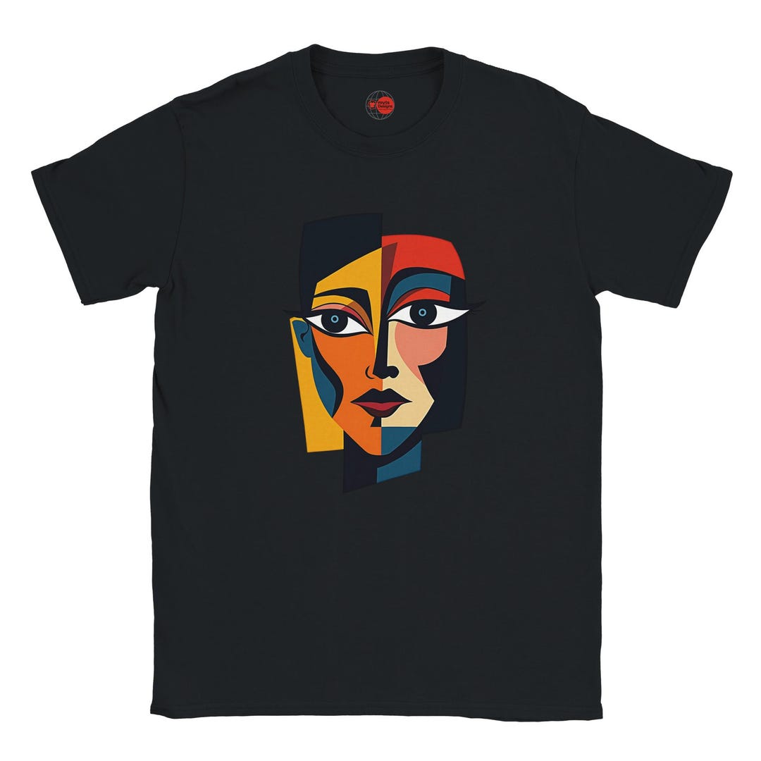 Abstract Face Art T-shirt: Geometric Cubist Portrait Tee - Etsy New Zealand