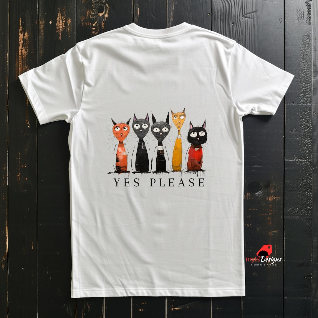 Funny Cat T-shirt: Animated Cats 'yes Please' Design - Etsy