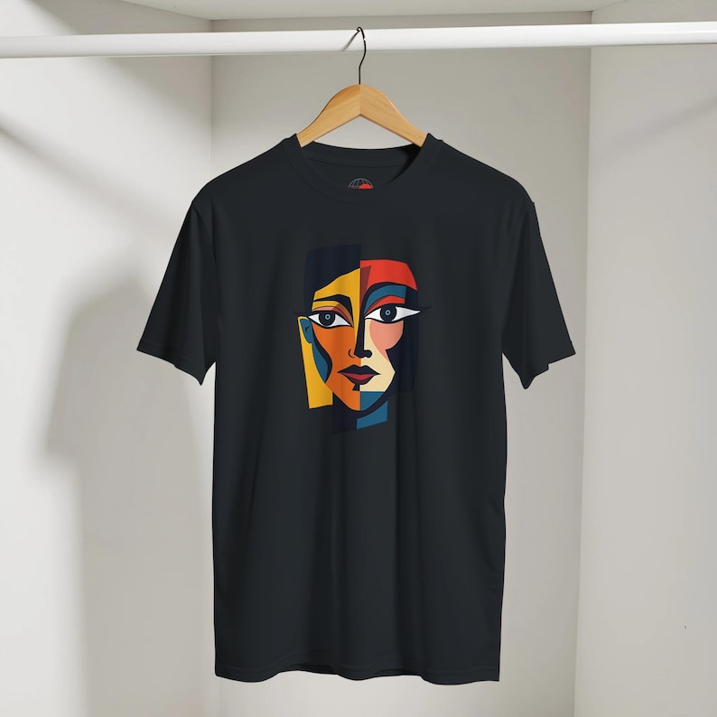 Abstract Face Art T-shirt: Geometric Cubist Portrait Tee - Etsy New Zealand