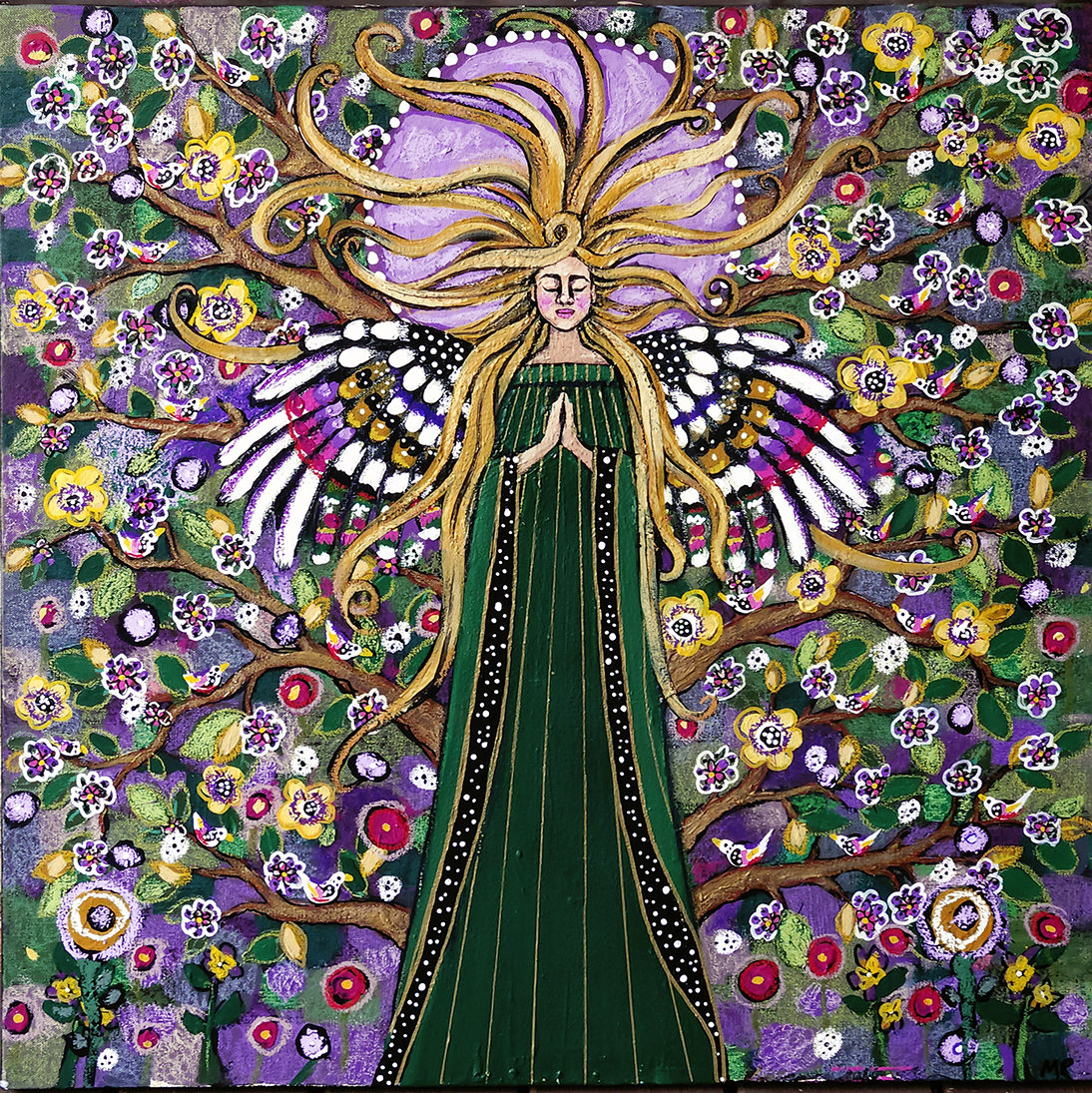 Original Painting Angel Wings Folk Art Canvas Original Serenity Faith ...