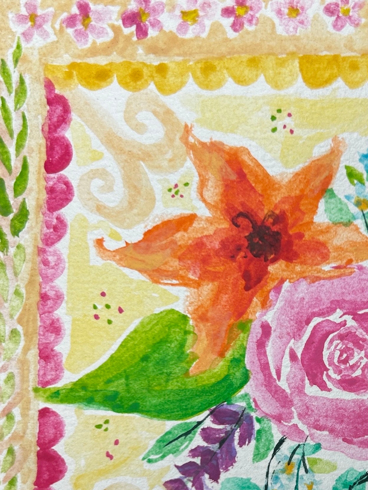 Original Watercolor Painting 4x4 flower Burst Mini/tiny Art Fine Art - Etsy