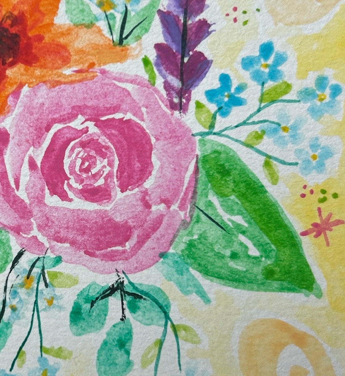 Original Watercolor Painting 4x4 flower Burst Mini/tiny Art Fine Art - Etsy