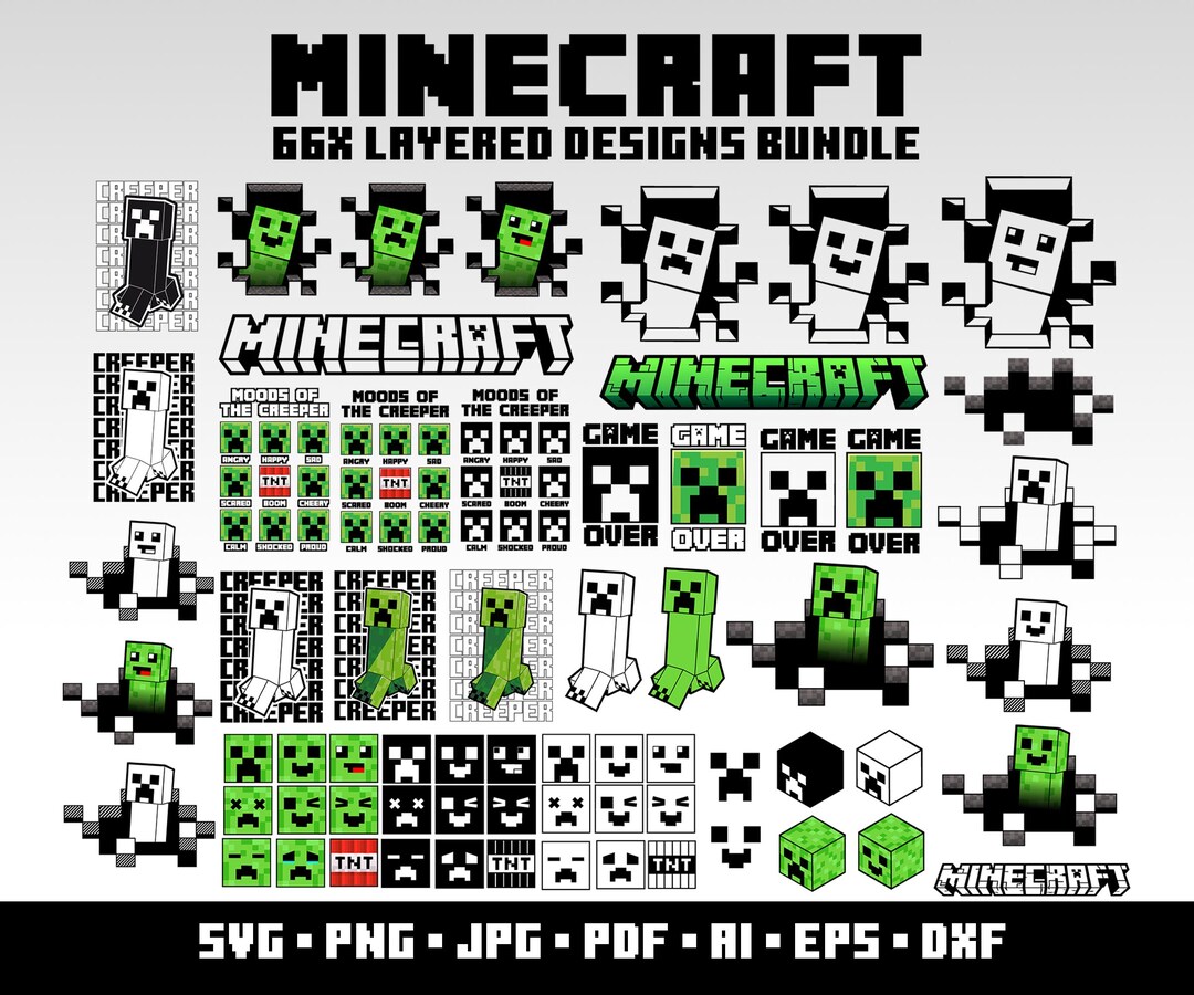 Minecraft Svg Bundle Cricut Gaming Clipart Digital Minecraft Sticker ...
