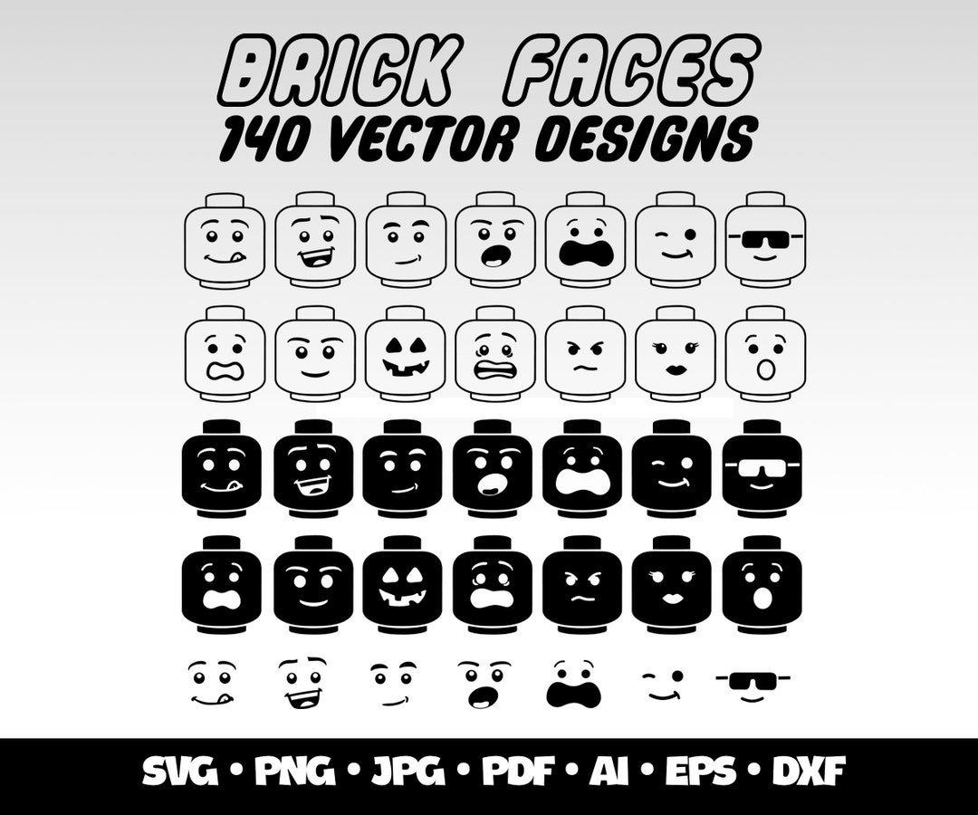 140 Brick Faces Svg Bundle Kids Toys Building Blocks Svg Brick ...