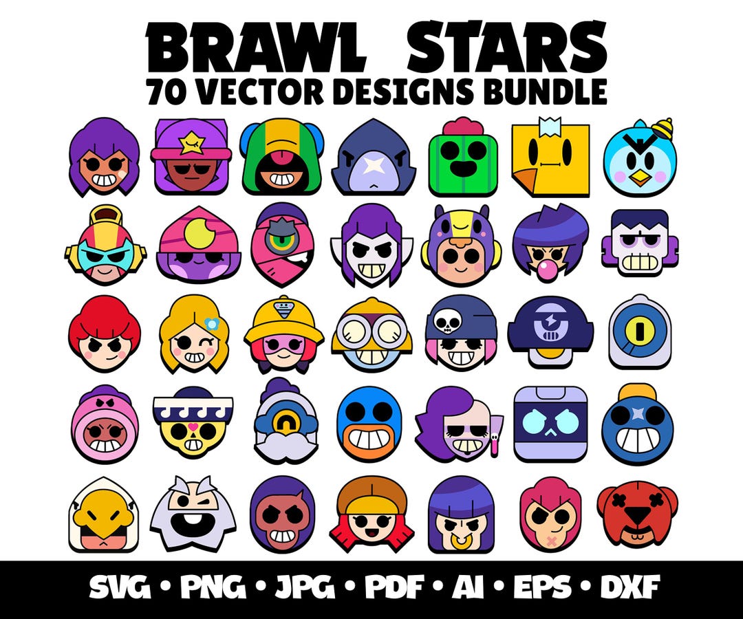 Brawl Stars SVG Bundle Gaming Clipart Characters Brawl Stars Layered ...