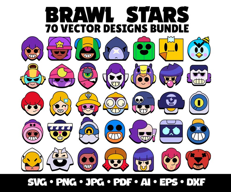 Brawl Stars SVG Bundle Gaming Clipart Characters Brawl Stars Layered ...