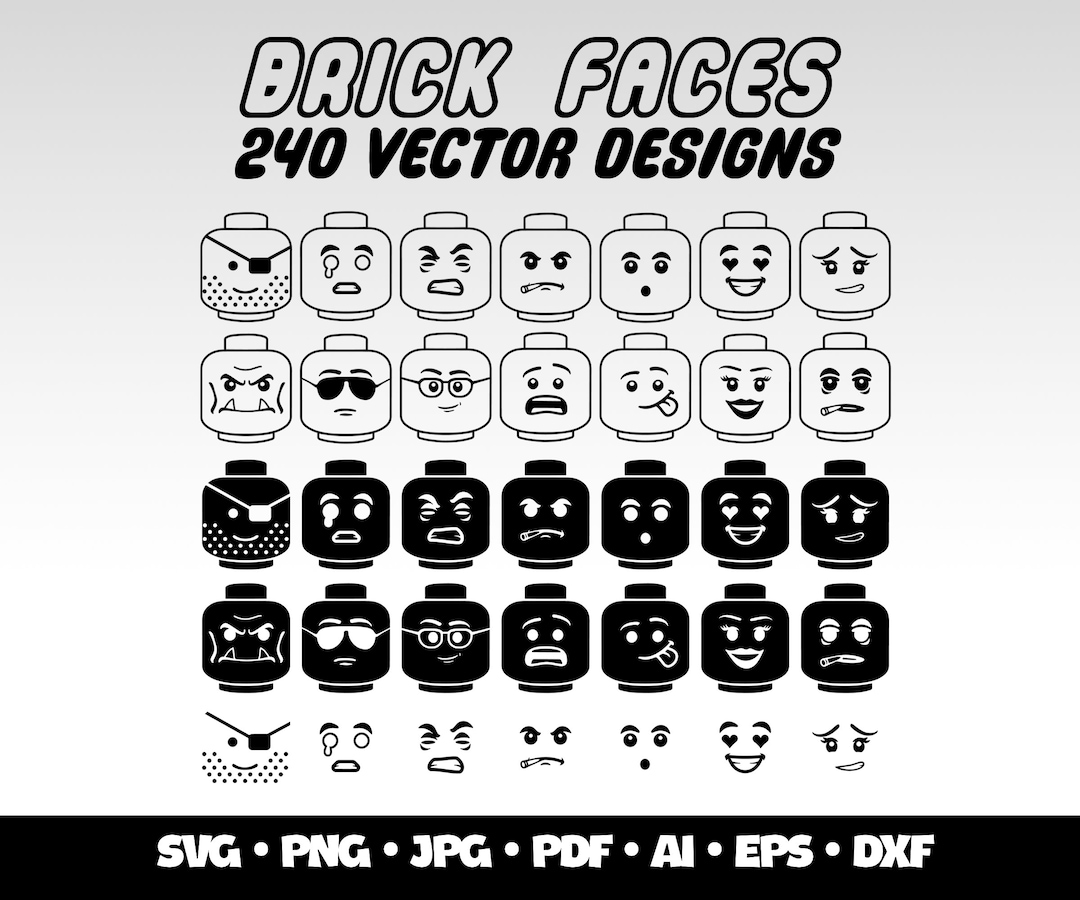 240 Brick Faces Svg Bundle Kids Toys Building Blocks Svg Brick ...