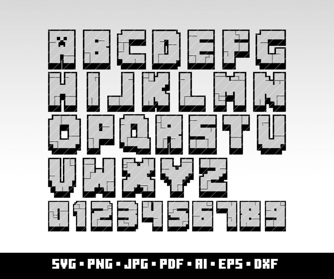 Minecraft Font Svg Bundle Minecraft Alphabet Minecraft Gamer Gift ...