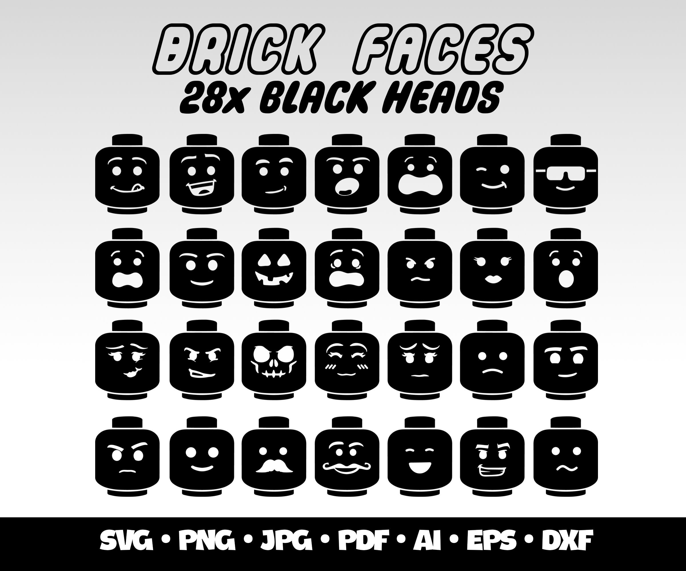 140 Brick Faces Svg Bundle Kids Toys Building Blocks Svg Brick ...