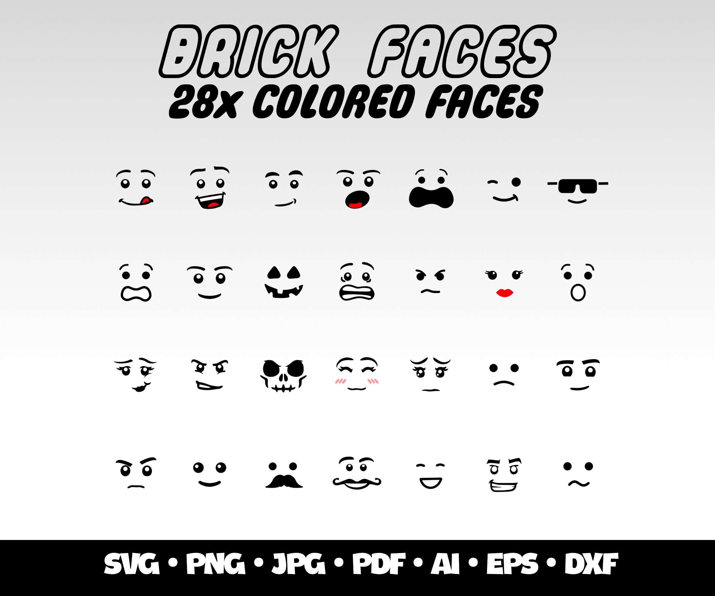 140 Brick Faces Svg Bundle Kids Toys Building Blocks Svg Brick ...