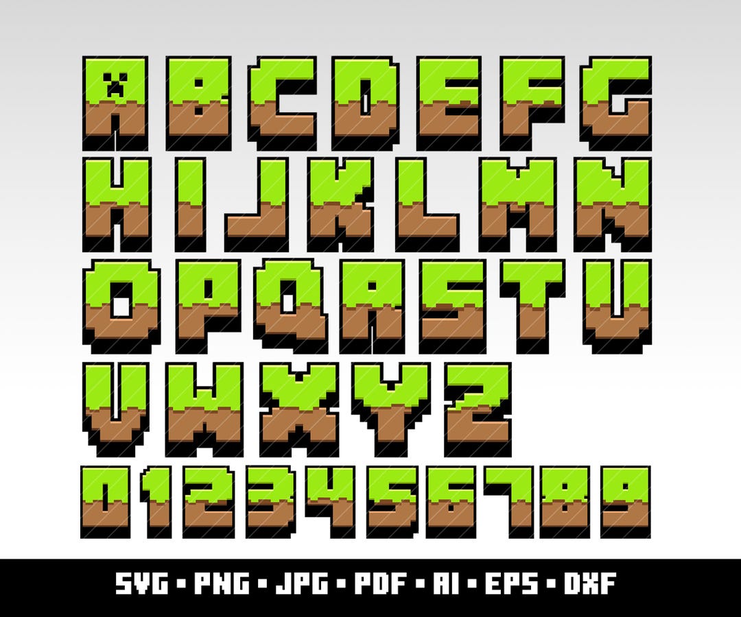 Minecraft Font Svg Bundle Minecraft Alphabet Minecraft Gamer Gift ...