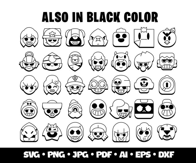 Brawl Stars SVG Bundle Gaming Clipart Characters Brawl Stars Layered ...