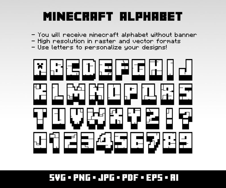 Minecraft Birthday Banner Party Font Svg Bundle Minecraft Birthday ...