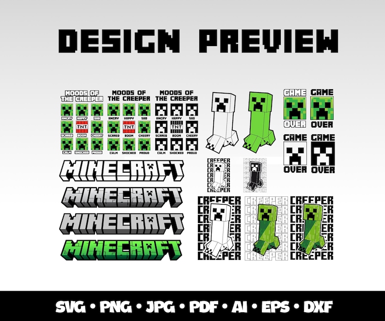 Minecraft Svg Bundle Cricut Gaming Clipart Digital Minecraft Sticker ...