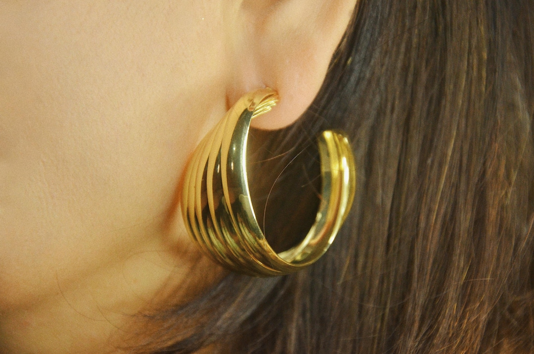 Large Chunky Hoop Earrings, Thick Giant Gold Hoops, Big Hoops, Hoops ...