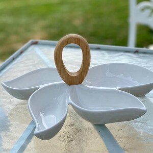 Brandani Italian Octopus Leaf White Porcelain Bamboo Serving Dish ...