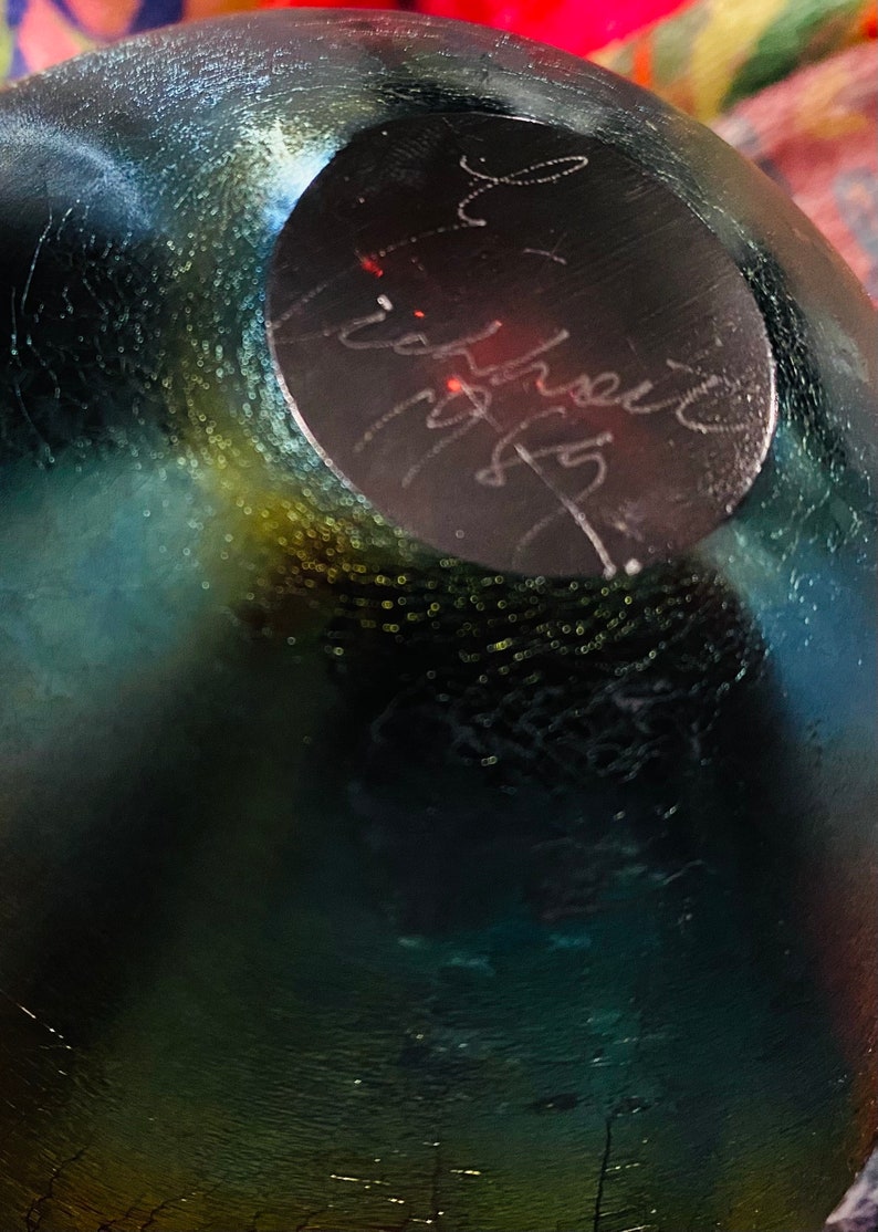 1989 Robert Eickholt Iridescent Gold Foil Stretched Glass Signed Vase ...