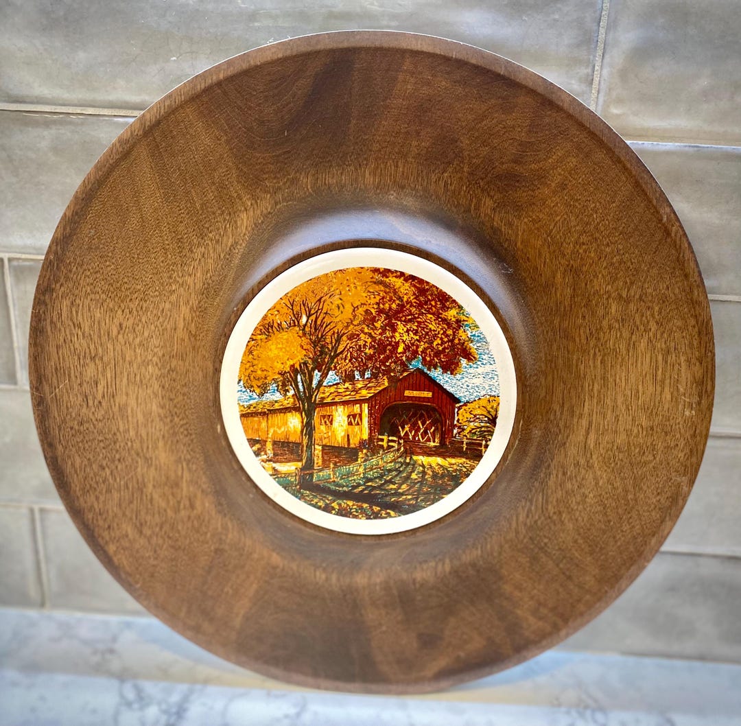 Vintage Vermont Woodbury Woodware Hand Turned & Polished Teak Round ...