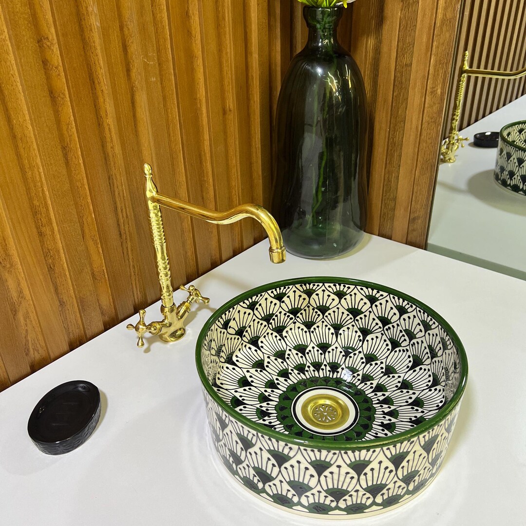 Hand-painted Ceramic Bathroom Sink-custom Made Moroccan Bathtub ...