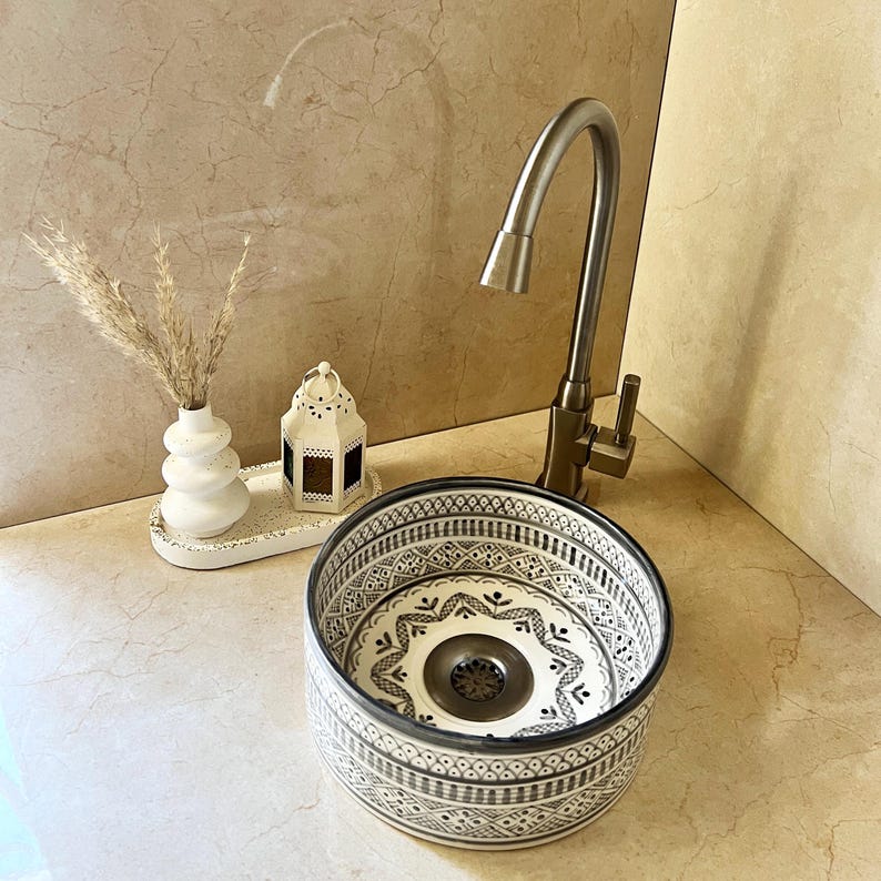 Hand-painted Ceramic Bathroom Sink-custom Made Moroccan Bathtub ...