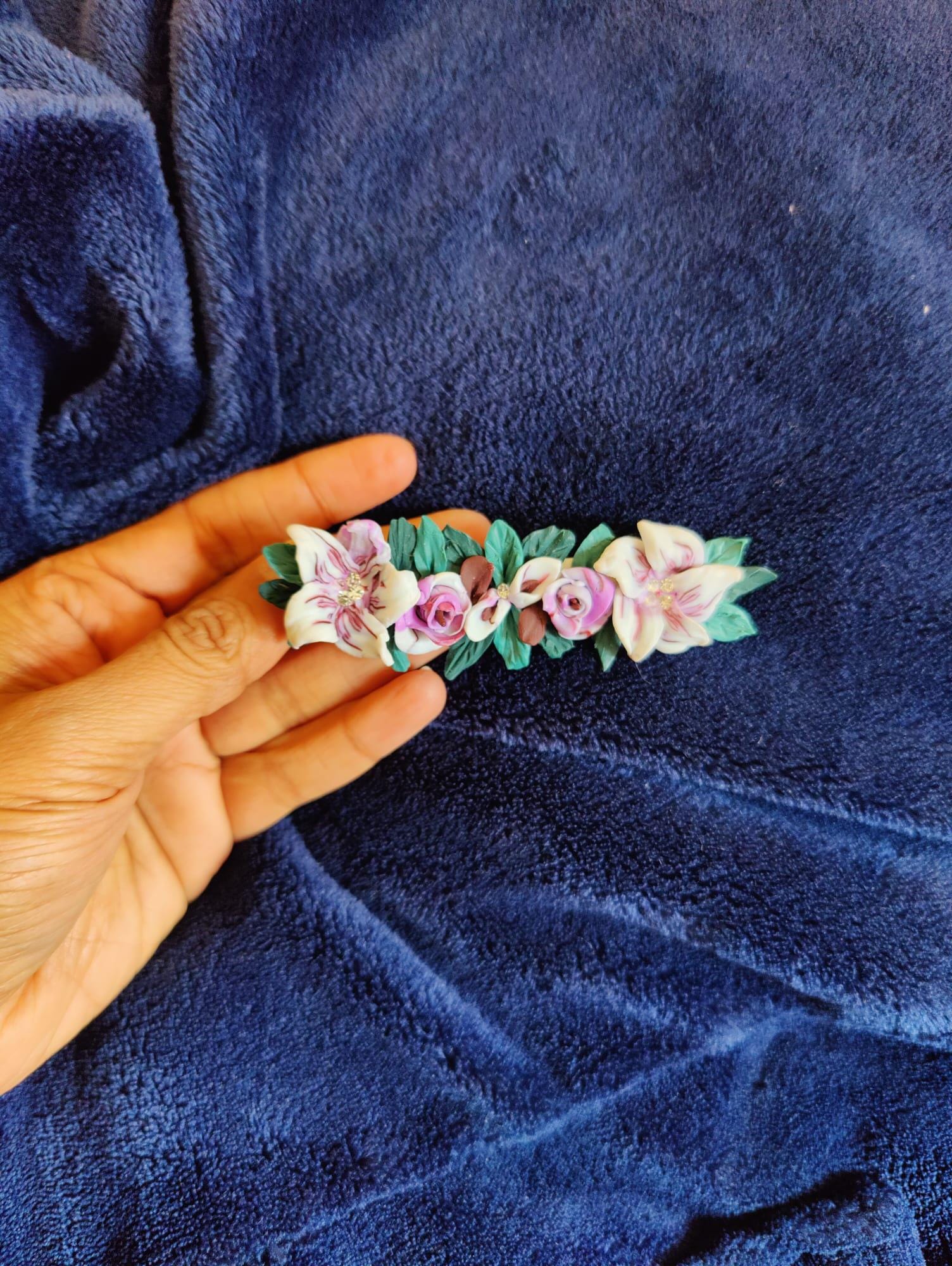 Floral Polymer Clay Hair Clip, Handmade Hair Clip for Her, Beautiful ...