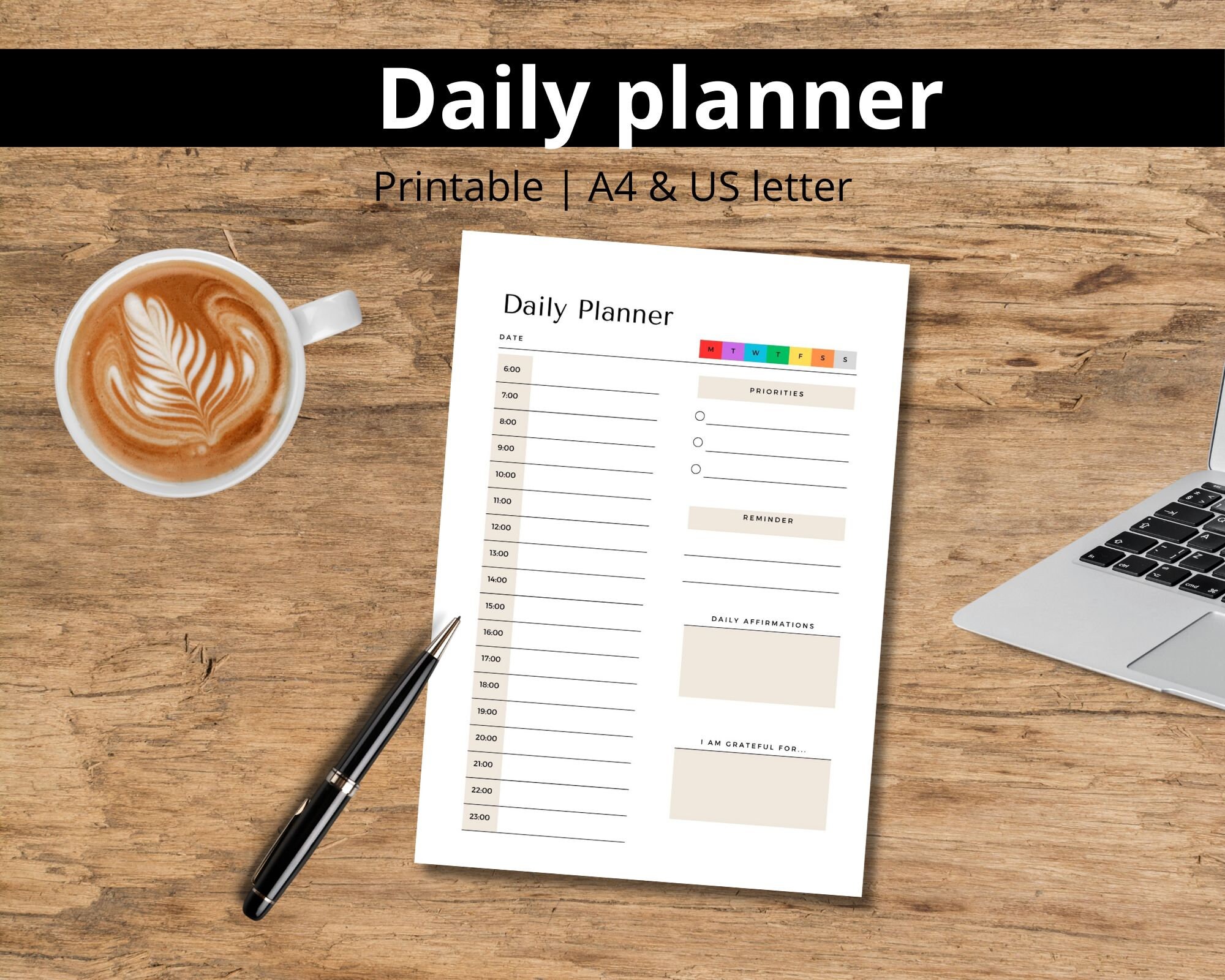 Daily Planner Printable to Do List Work / Personal Life Daily Organizer ...