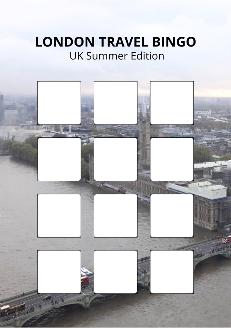 London Travel Bingo Cards - Etsy