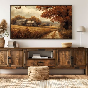 Autumn Farmhouse Landscape Frame TV Art, Rustic Country Art for TV ...