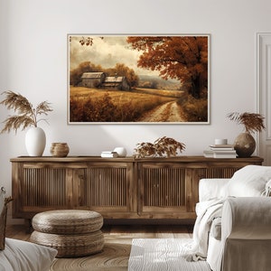 Autumn Farmhouse Landscape Frame TV Art, Rustic Country Art for TV ...