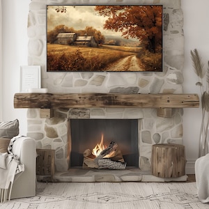 Autumn Farmhouse Landscape Frame TV Art, Rustic Country Art for TV ...