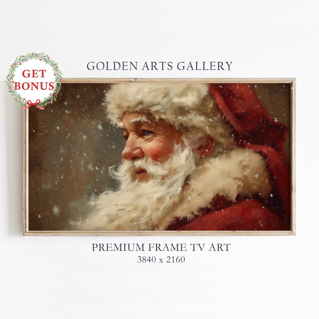 Vintage Santa Portrait for Samsung Frame TV: Christmas Wall Art ...