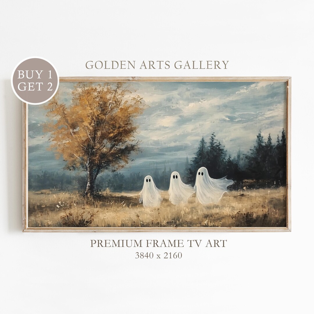 Vintage Ghost Fall Landscape, Halloween Frame TV Art (digital Download ...