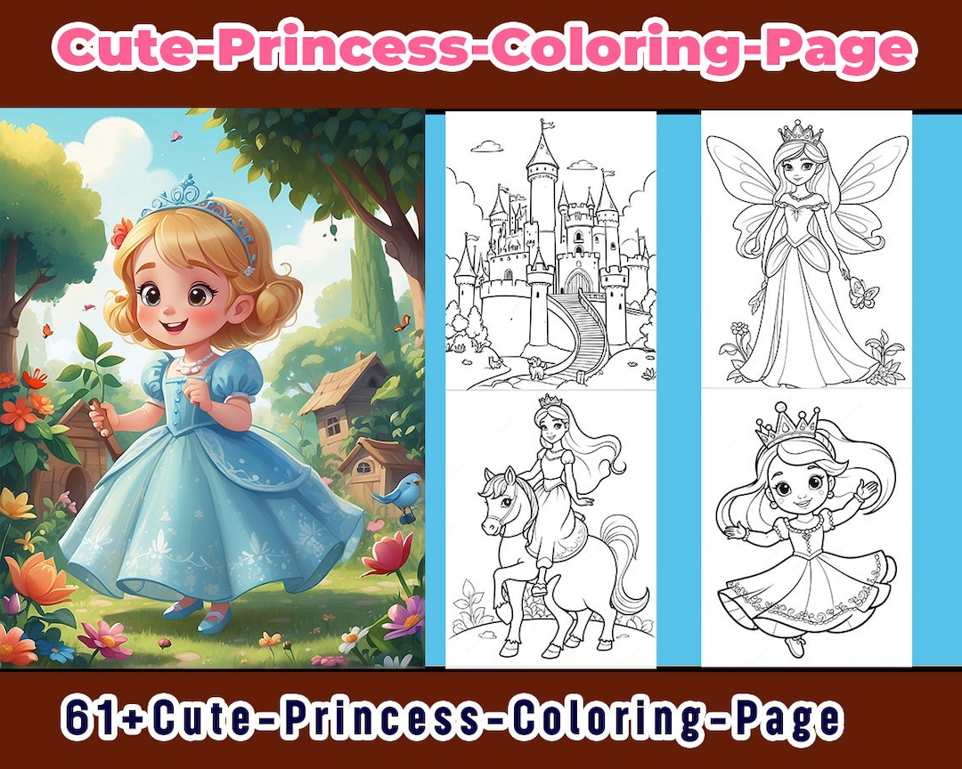 Cute Princess Coloring 2 Book for Kids, Princess Coloring Pages, Kids ...