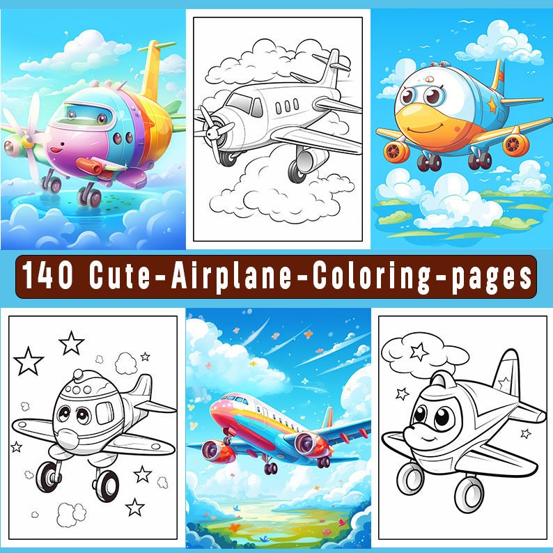Cute Airplane Coloring Pages for Kids, Boys, and Girls Airplane ...