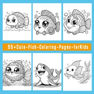 55+ Cute Fish Printable Coloring Page for Kids, Sea Animals Printable ...