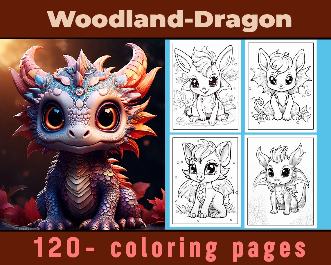 Cute Baby Woodland Dragon Coloring Pages, 120 Printable Dragon Coloring ...