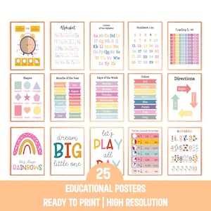 25 Educational Wall Art, Classroom Posters, Homeschool Printables ...