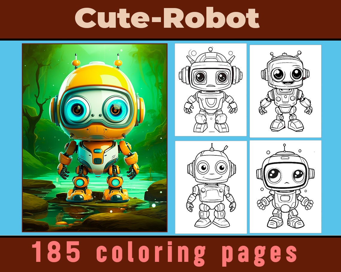 185+ Printable Cute Robot Coloring Pages for Kids and Adults - Etsy