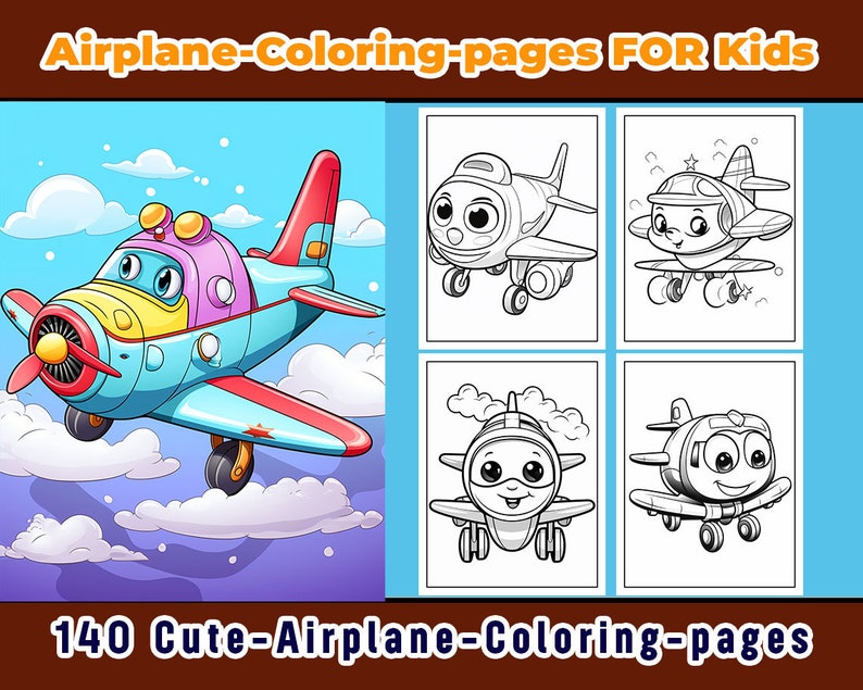 Cute Airplane Coloring Pages for Kids, Boys, and Girls Airplane ...