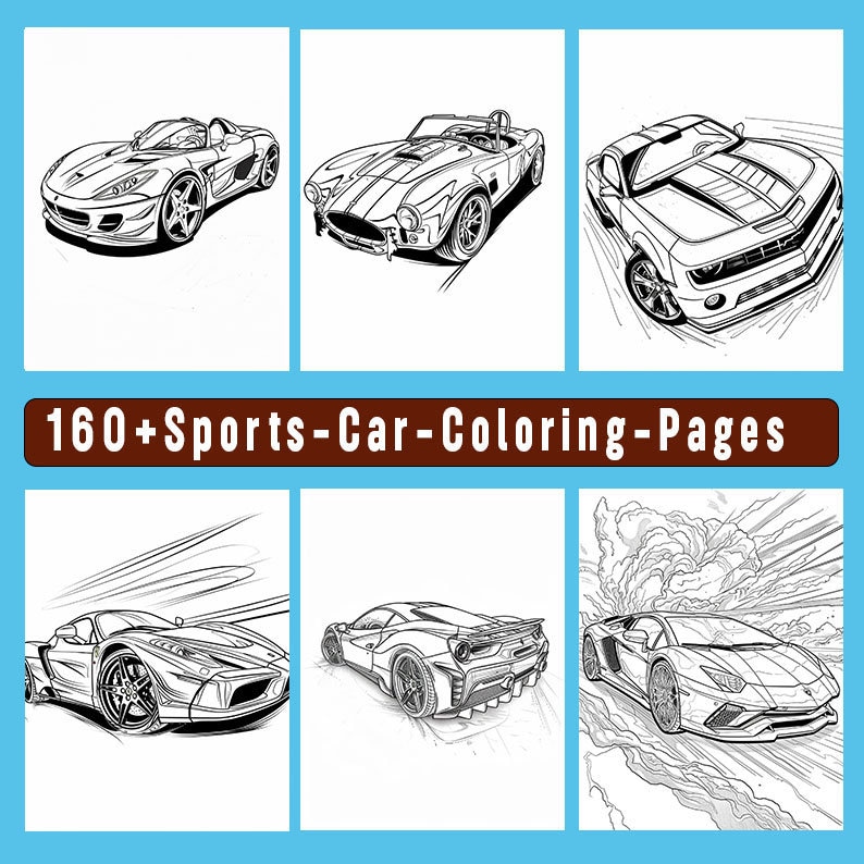 160+ Sports Car Coloring Pages for Kids and Adults, Elite Cars, Premium ...