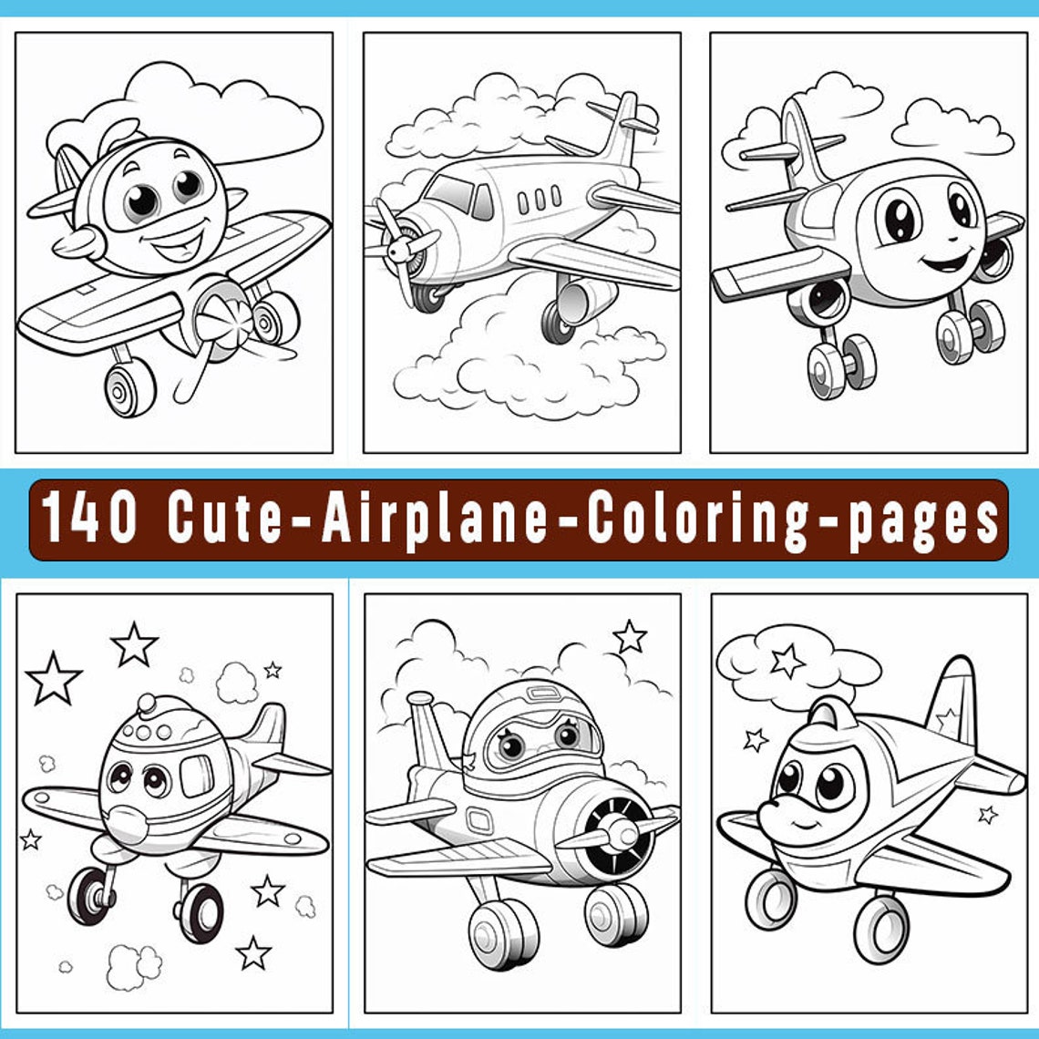Cute Airplane Coloring Pages for Kids, Boys, and Girls Airplane ...