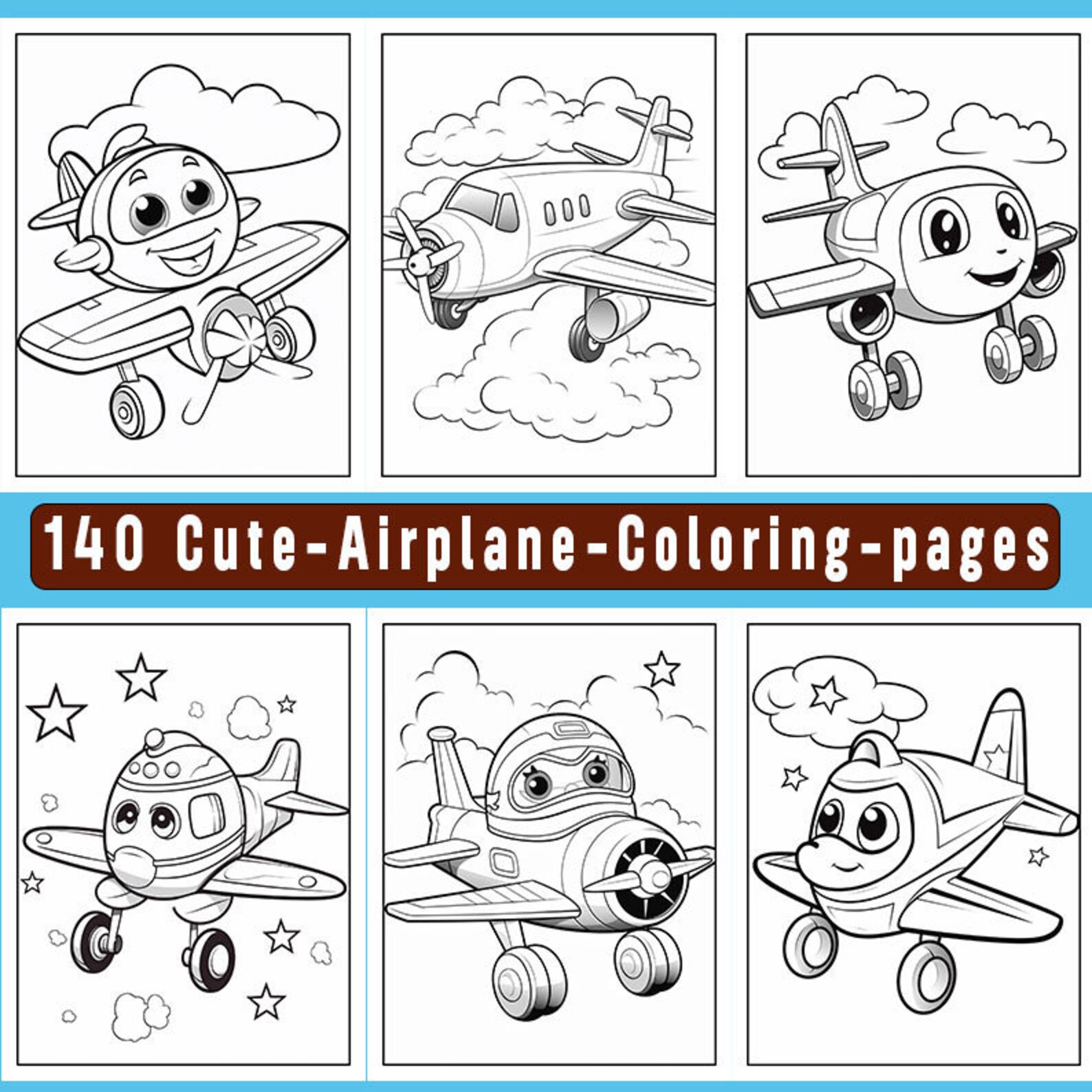 Cute Airplane Coloring Pages for Kids, Boys, and Girls Airplane ...