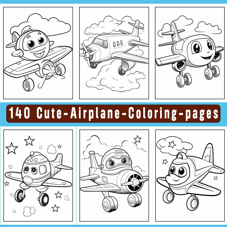 Cute Airplane Coloring Pages for Kids, Boys, and Girls Airplane ...