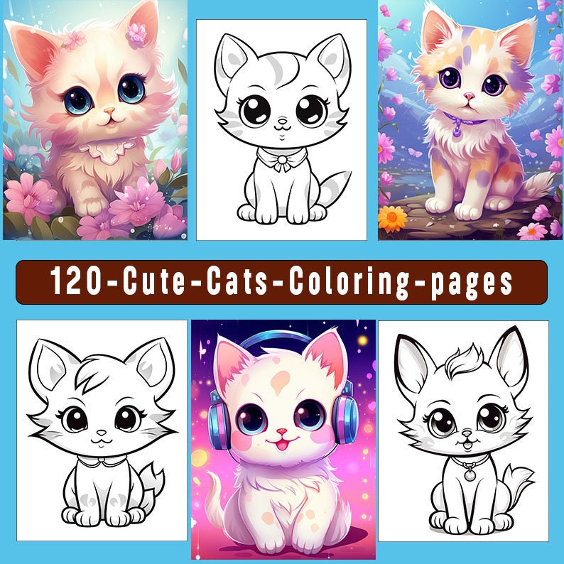 Cute Cat Coloring Pages for Kids | Cute Kitten Coloring Pages, Birthday ...