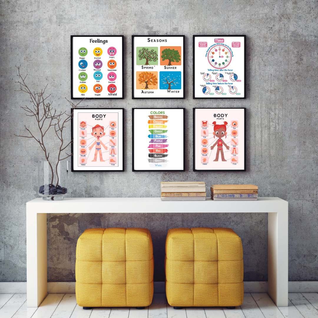 Educational Posters, 15 Homeschool Prints, Boho Playroom Wall Art Print ...